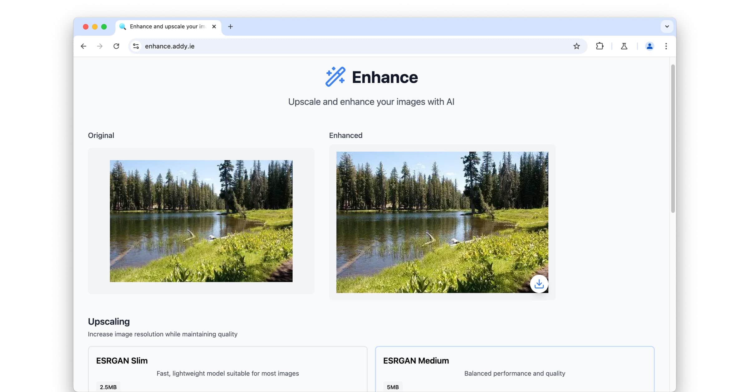 Enhance and upscale your images using AI - right in your browser